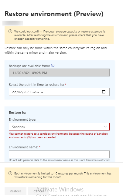 How to restore environment in business central – Ammolh Saallvi Blog
